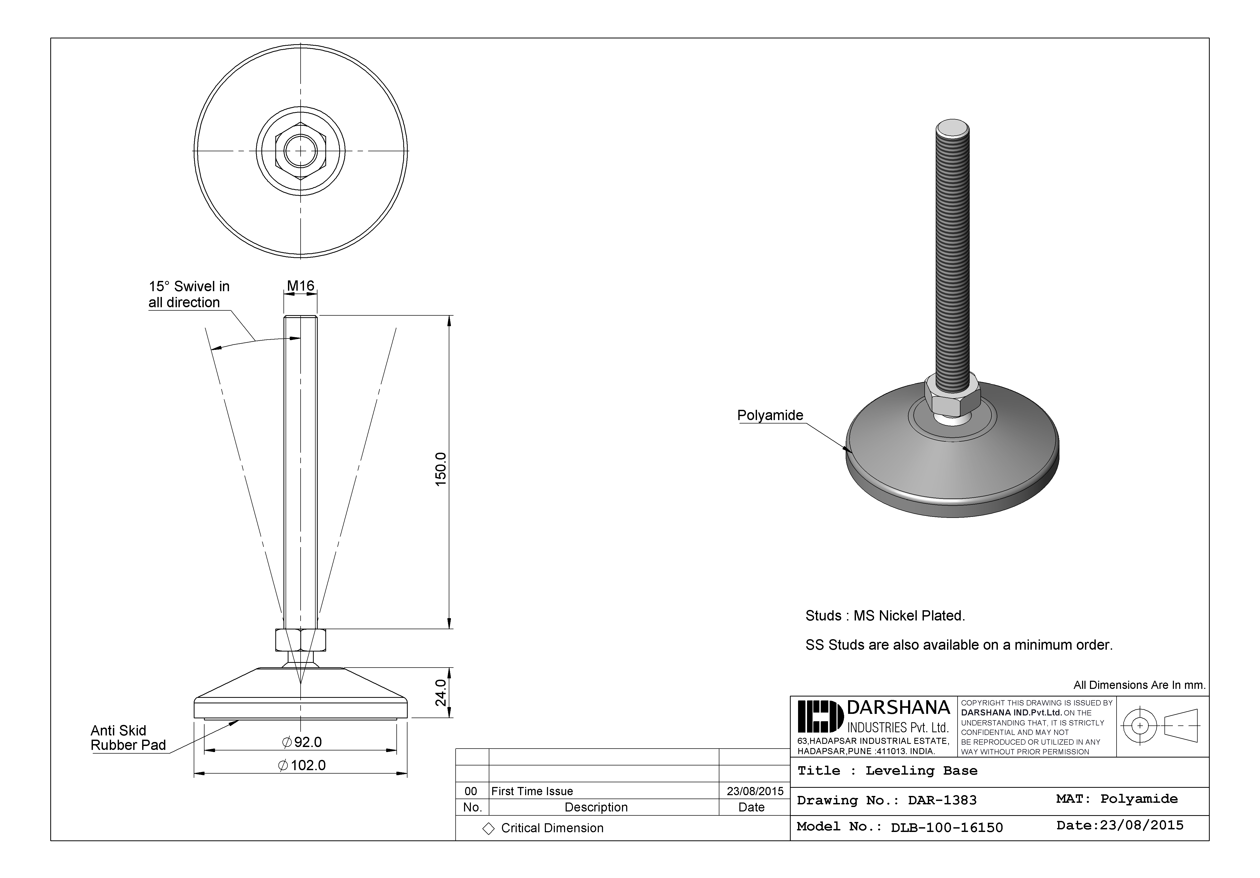 Darshana industries Item No -DLB-100-16150 - MAPA Engineering Company