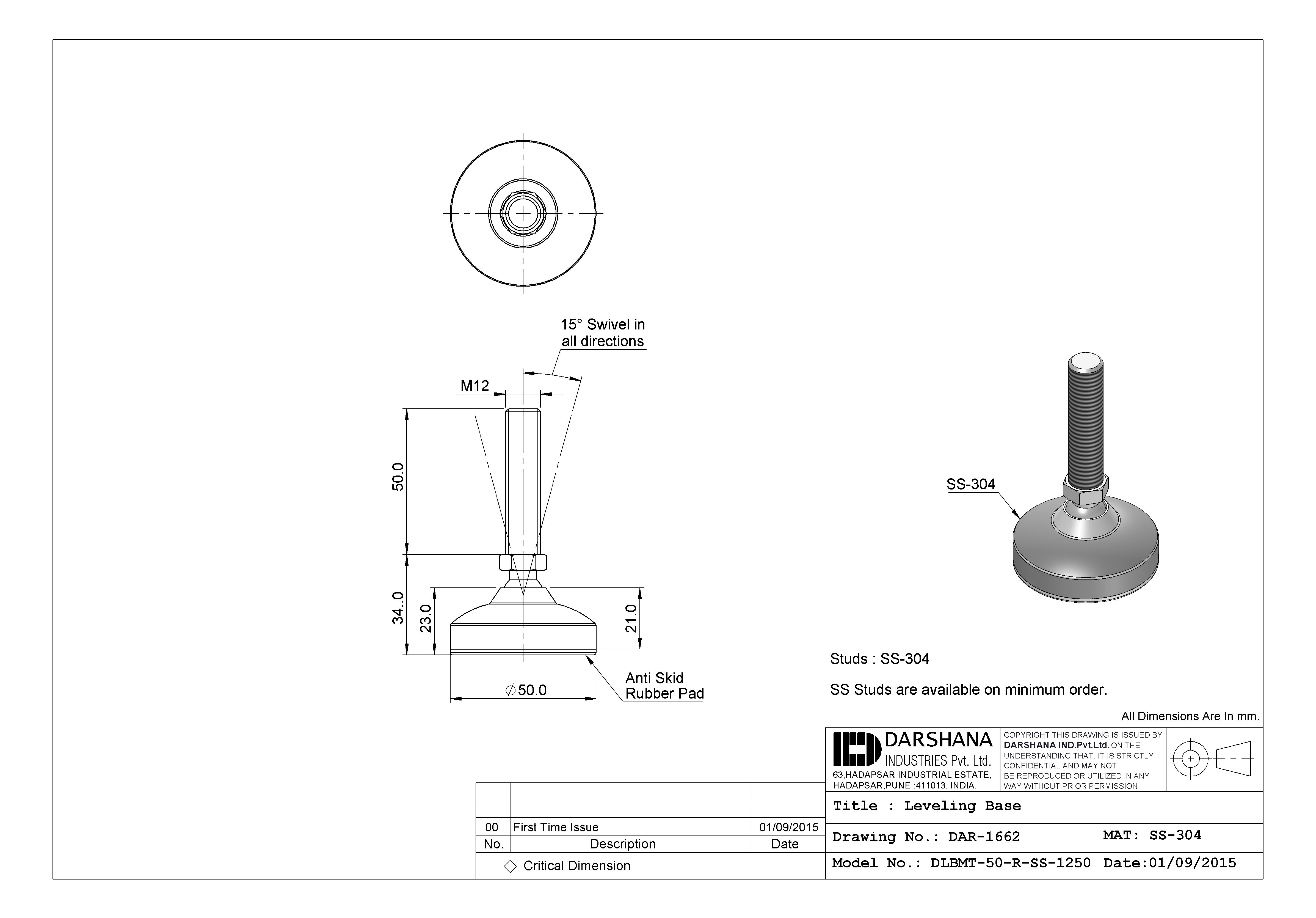 Darshana industries Item No -DLBMT-50-R-SS-1250 - MAPA Engineering Company